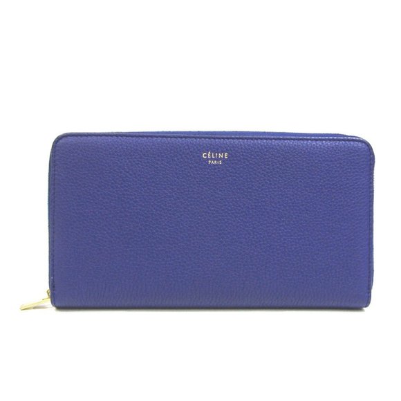 Celine | Bags | Celine Womens Leather Long Wallet Bifold Royal Blue ...